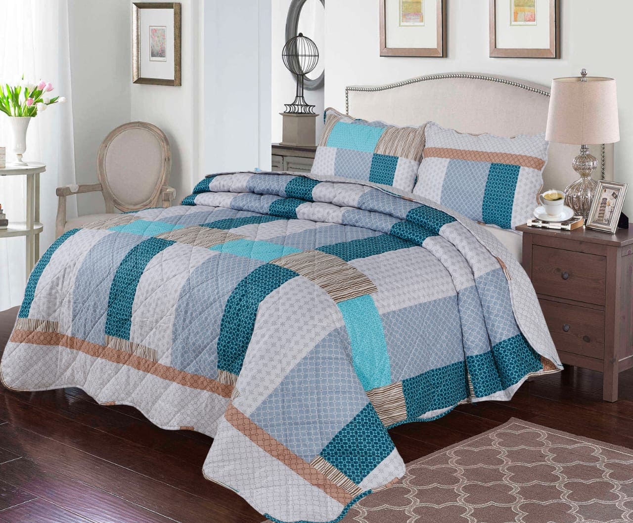 Premium Patchwork Bedspread 3-Piece Set | Timeless Elegance and Comfor